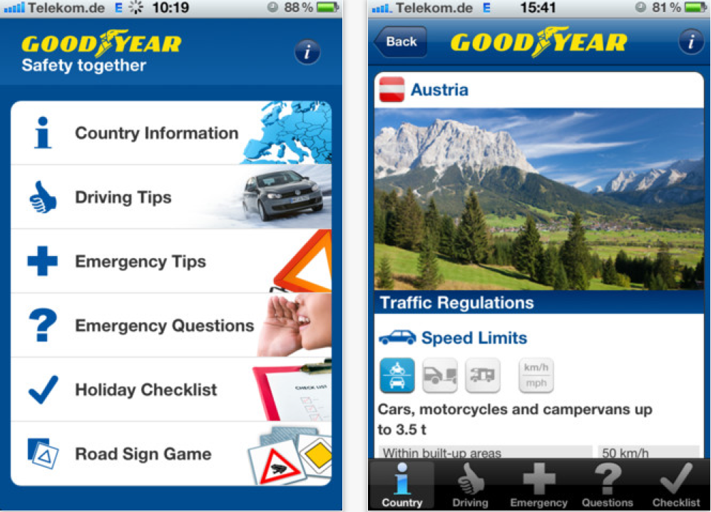 Goodyear, una app per viaggiare sicuri