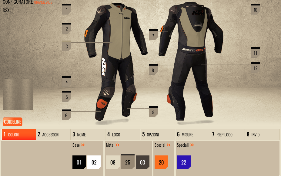 KTM configuratore online per le nuove tute